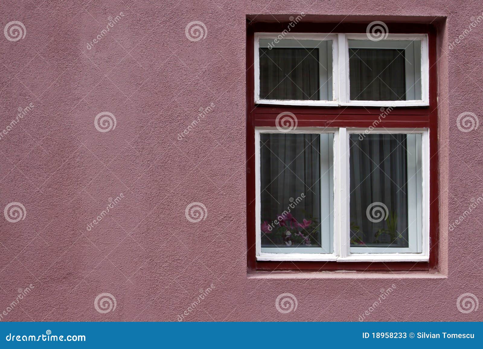 Purple Window Frame on Pink Wall Stock Image - Image of antique ...