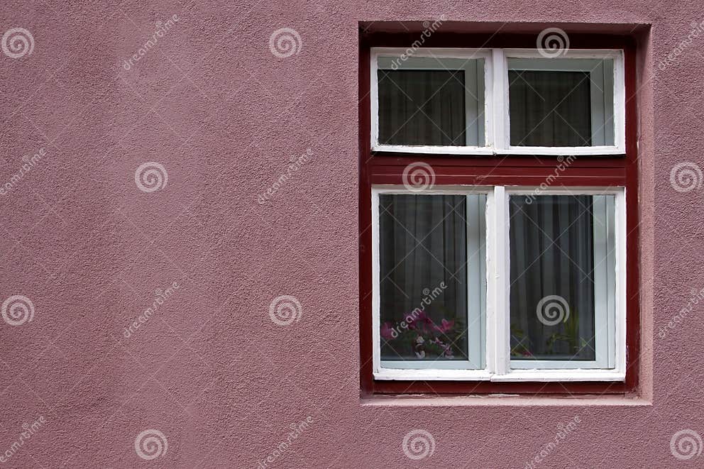 Purple Window Frame on Pink Wall Stock Image - Image of antique ...