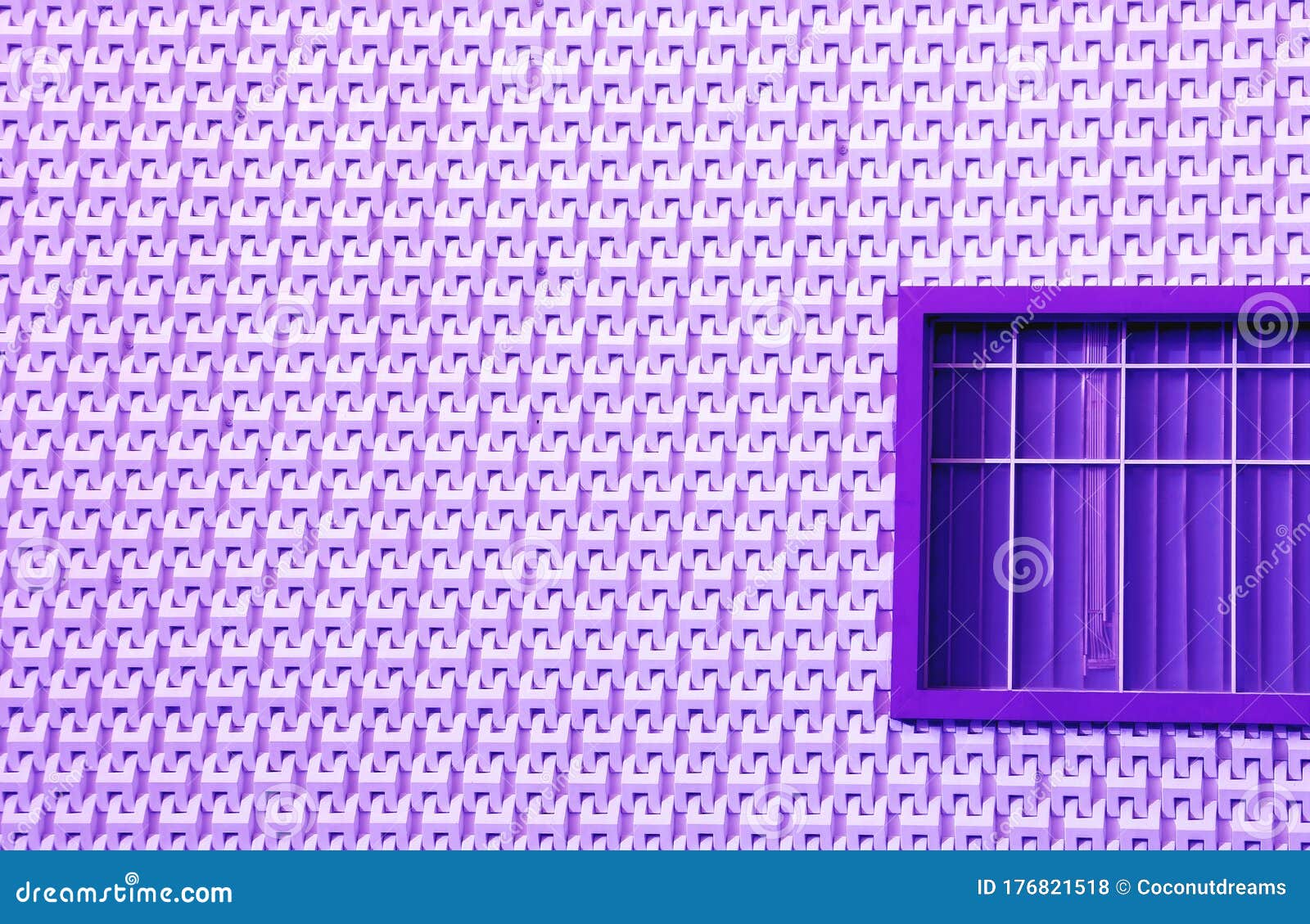 Purple Window on Modern Style Facade with Copy Space for Text Stock ...