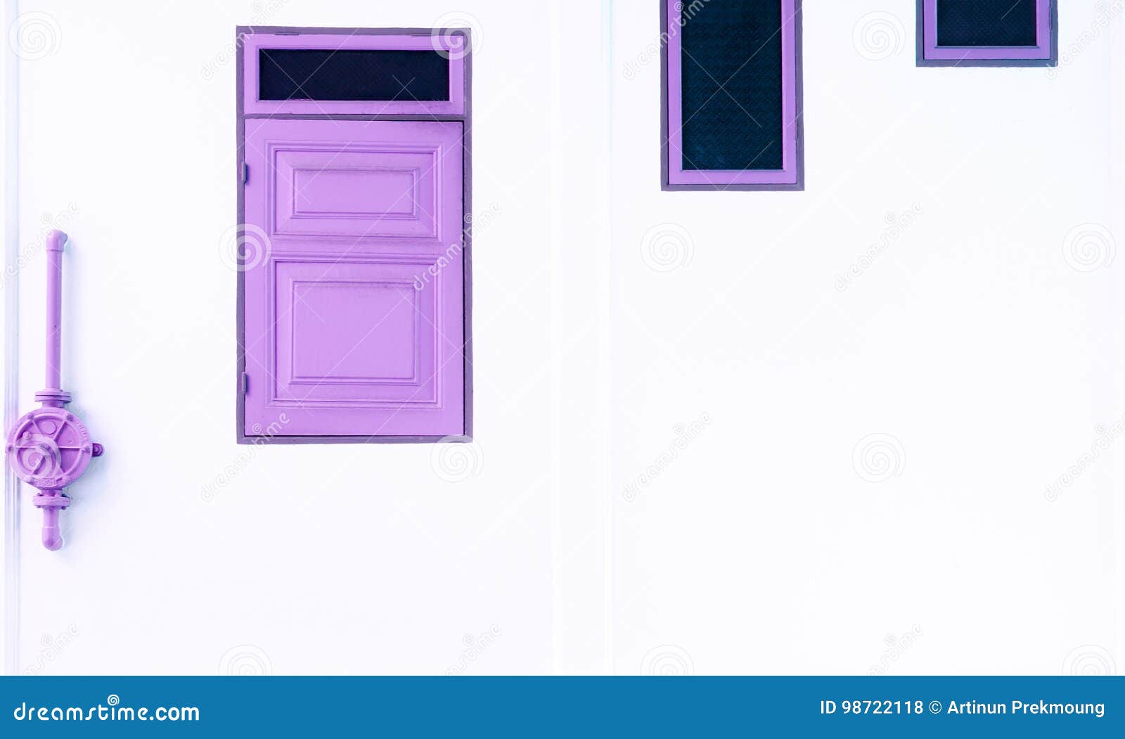 Purple Window with Vintage Style on White Wall Stock Photo - Image of ...
