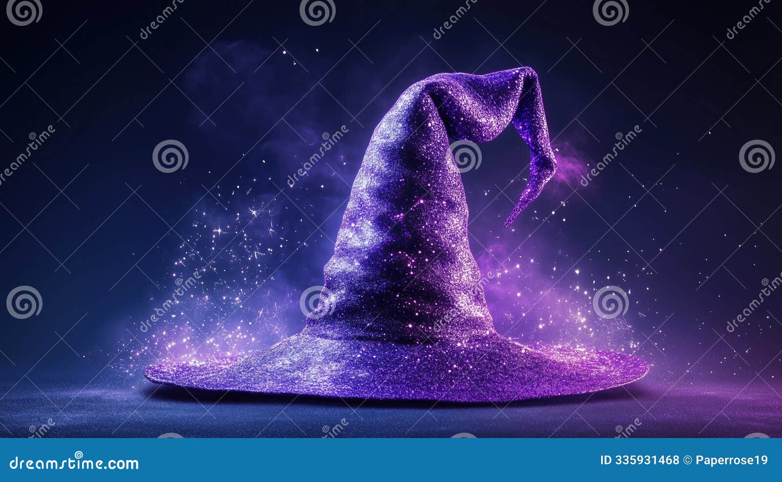 Purple Witch Hat with Sparkling Magic Dust Stock Photo - Image of ...