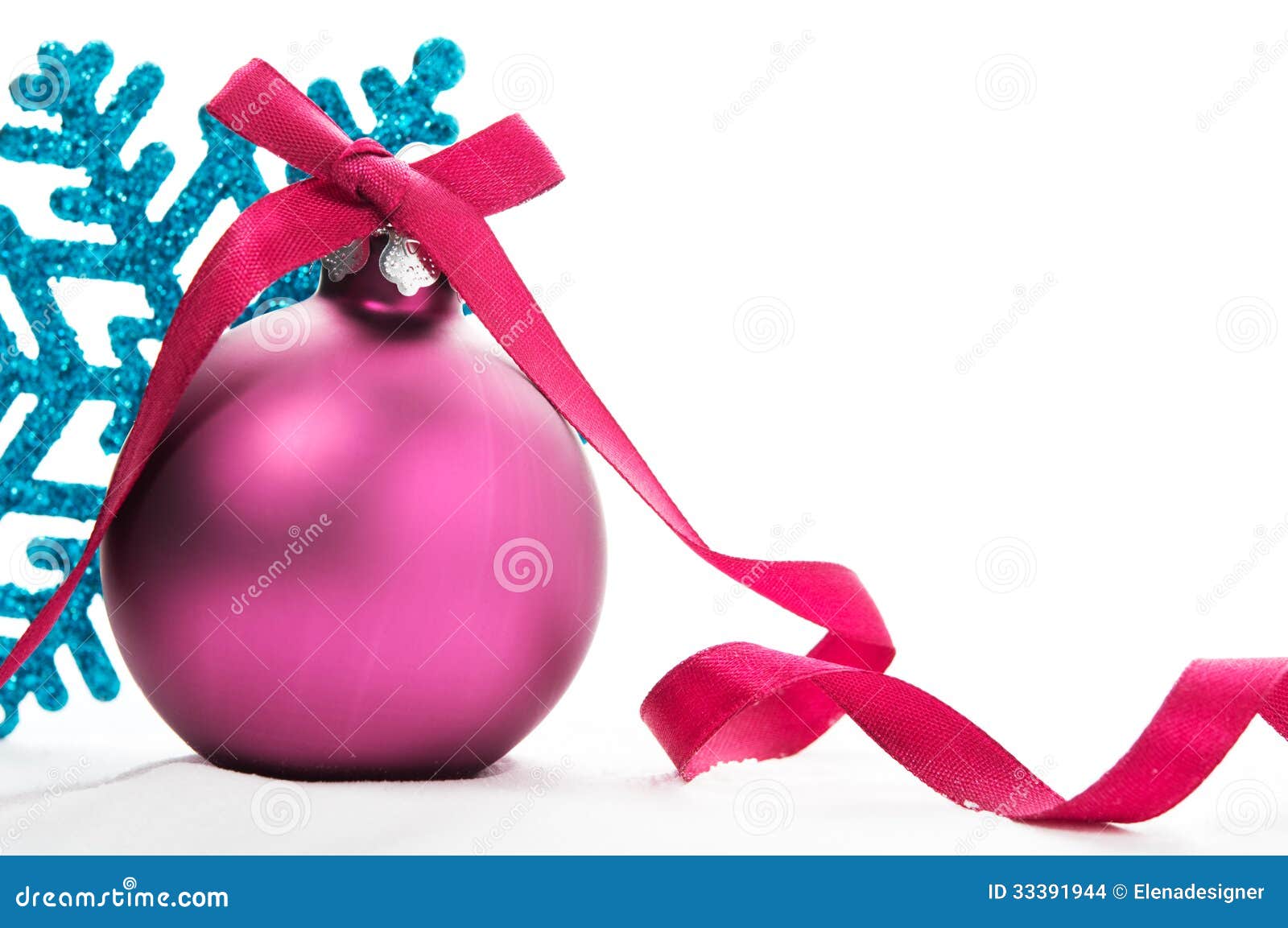 Purple Xmas Ball and Blue Snowflake Stock Photo - Image of close ...