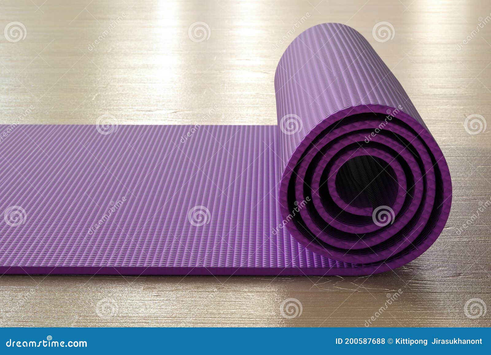 Purple yoga mat stock photo. Image of polyurethane, fabric - 200587688