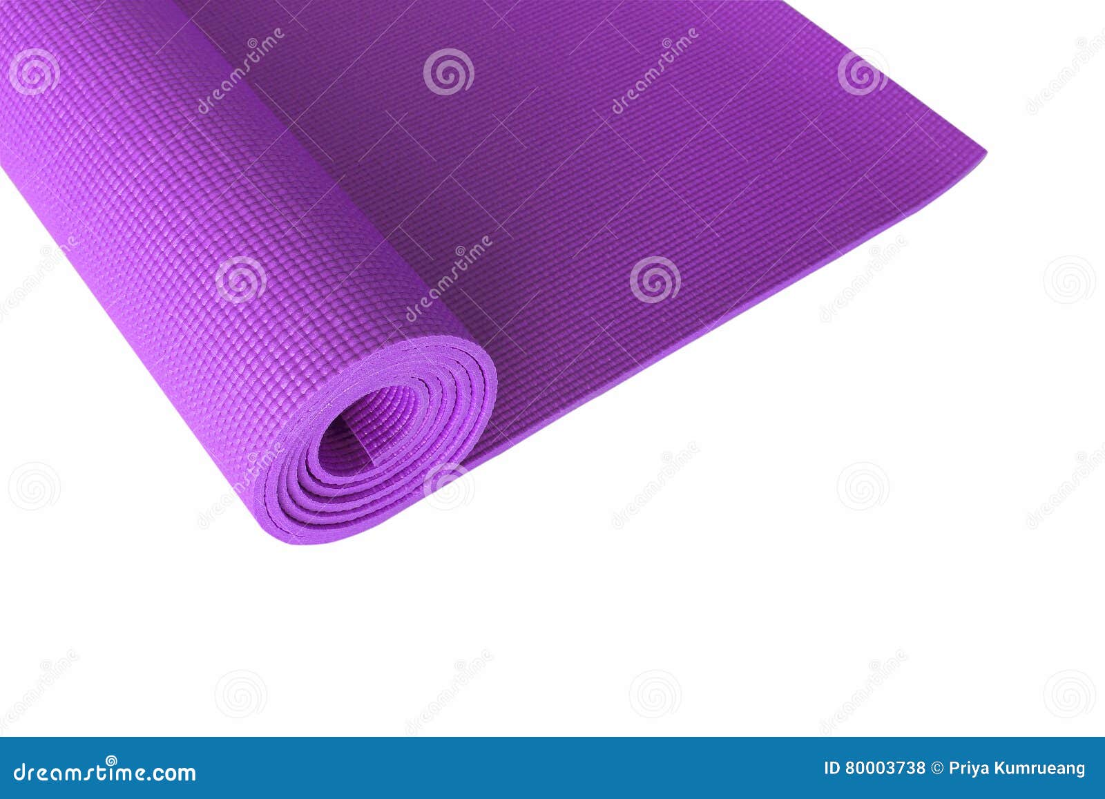 Purple Yoga Mat Isolated on White. Stock Photo - Image of close ...