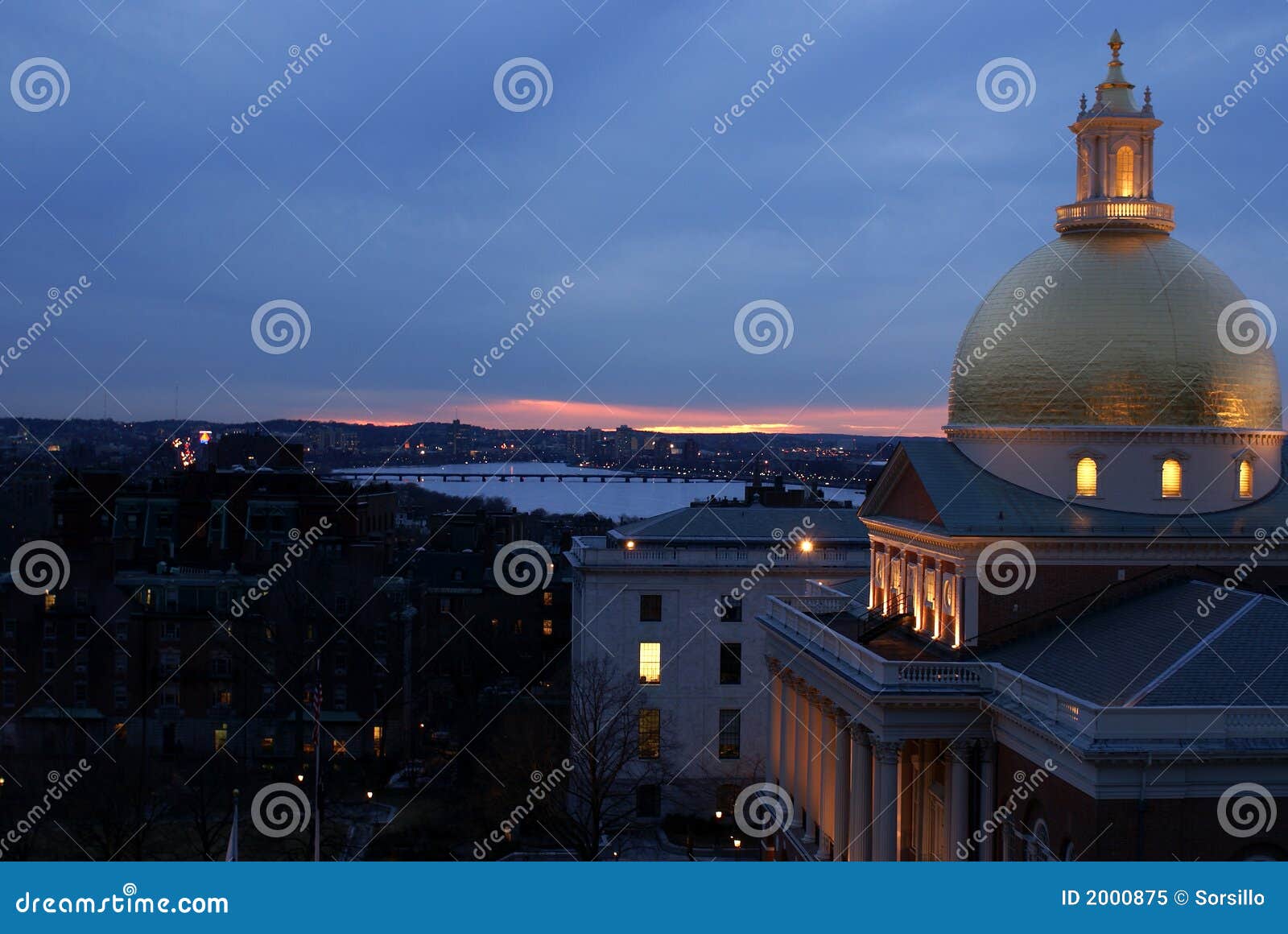 Purplish Boston Sunset stock image. Image of river, late - 2000875