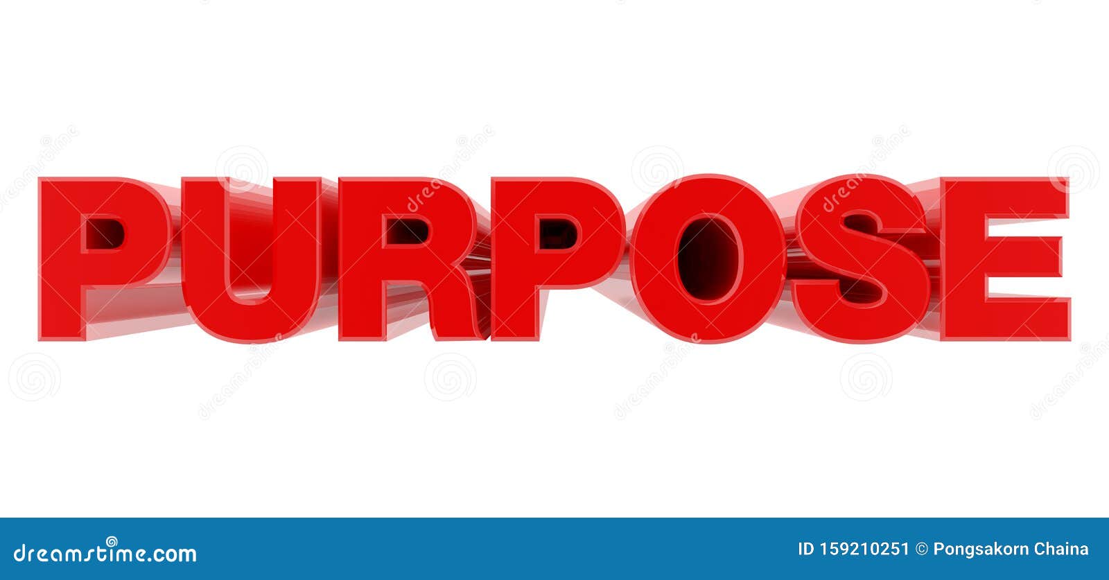PURPOSE Red Word on White Background Illustration 3D Rendering Stock ...