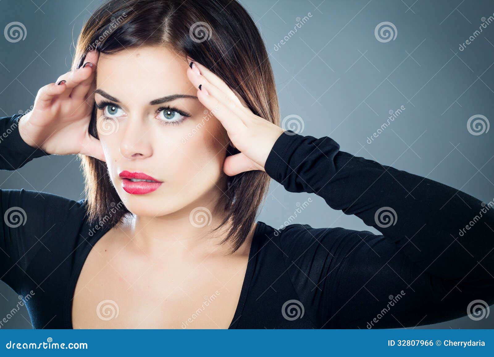 Purposeful Brunette Girl with Strong Look Stock Photo - Image of pretty ...