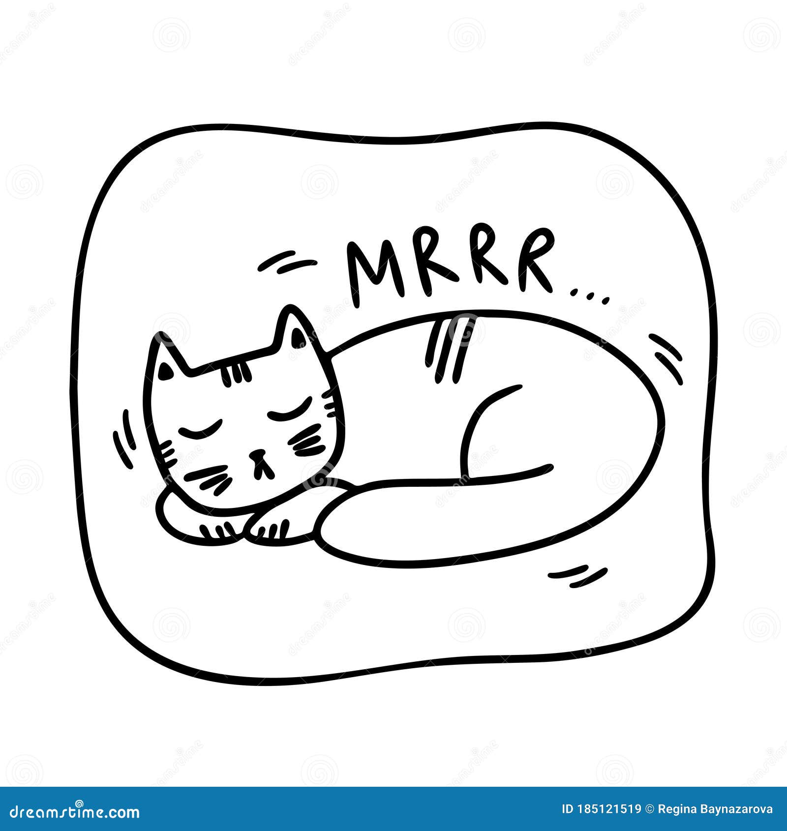 Purring Sleeping Cat Isolated on a White Background. Stock Vector ...