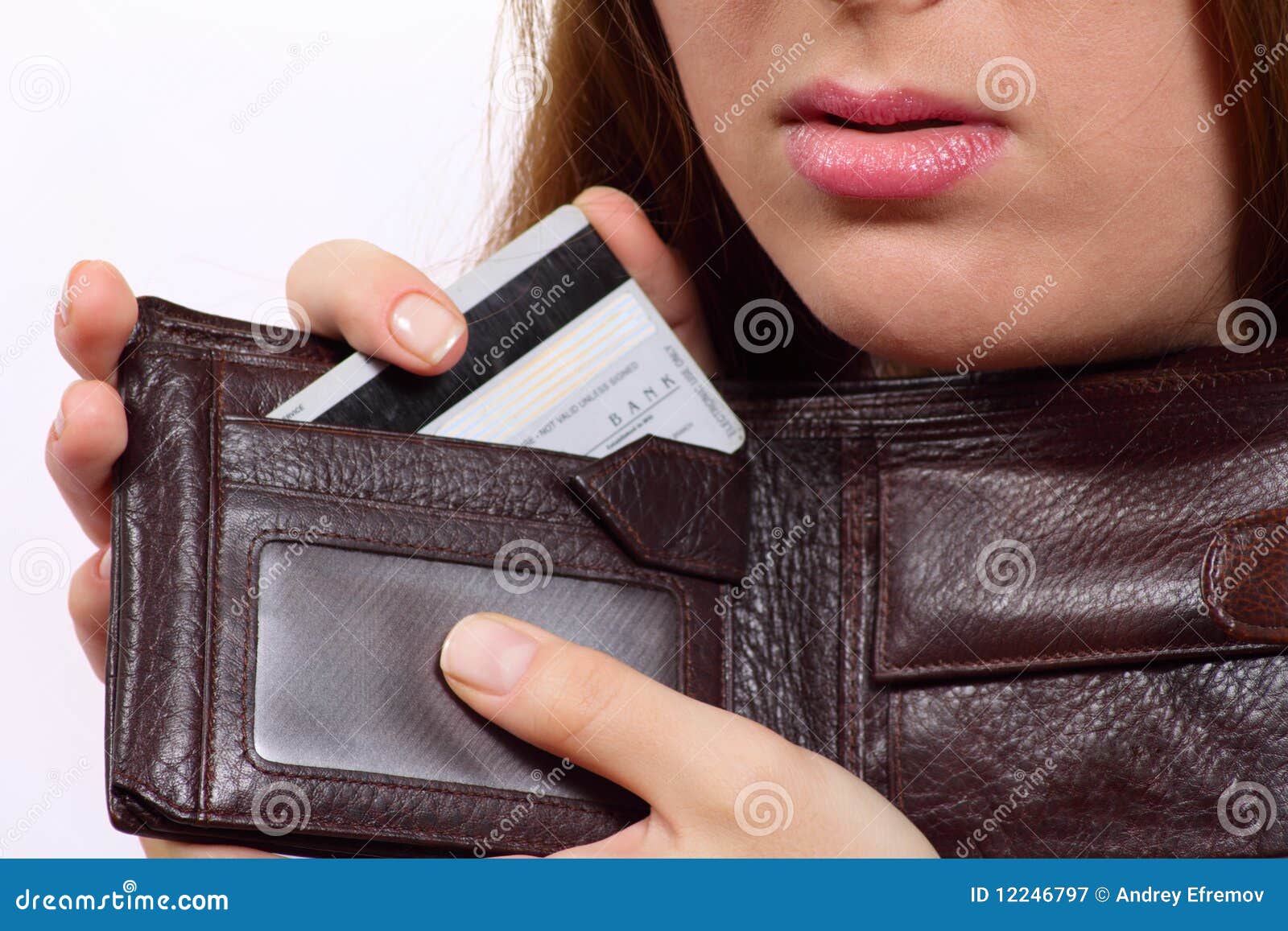 Purse with a bank card stock image. Image of faces, close - 12246797