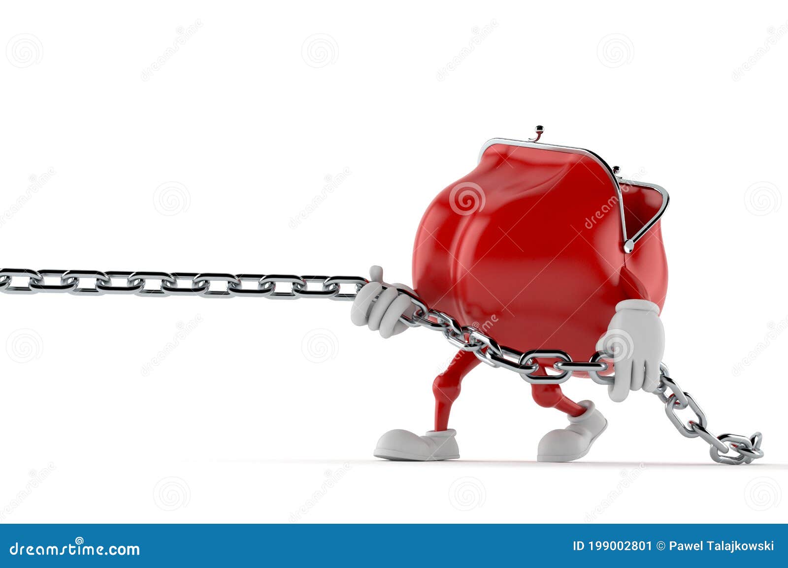 Purse Character Pulling Chain Stock Illustration - Illustration of ...