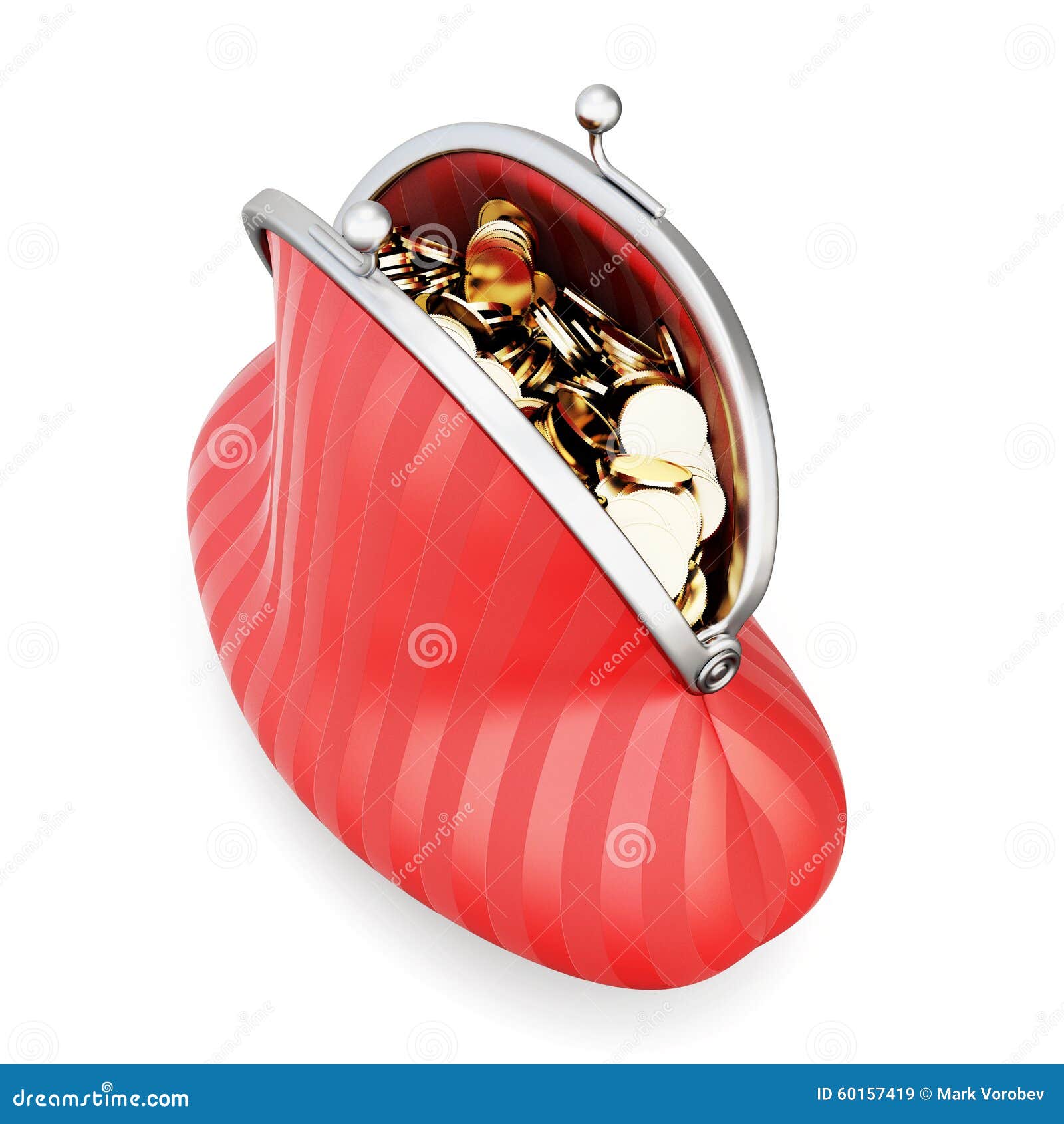 Purse with coins stock illustration. Illustration of bank - 60157419