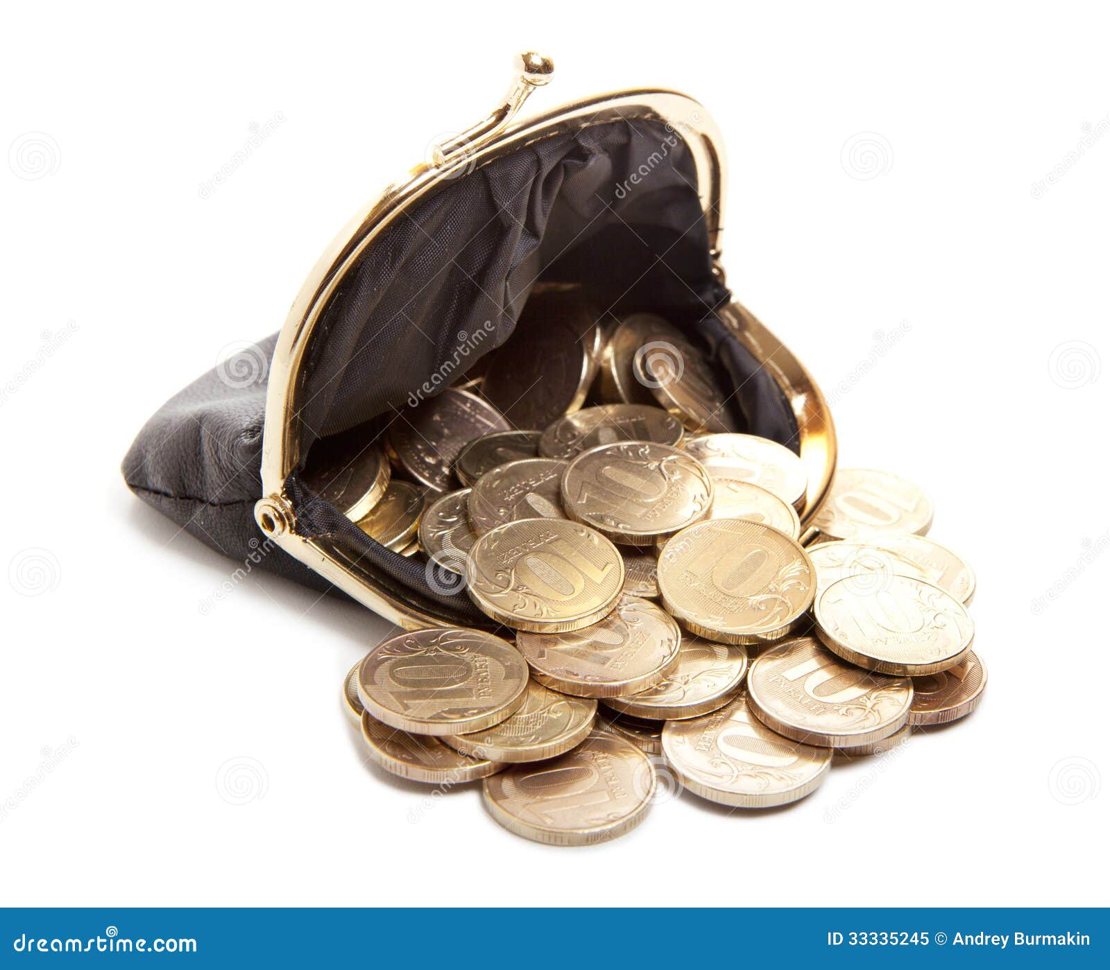Purse and coins stock image. Image of bank, payment, classic - 33335245