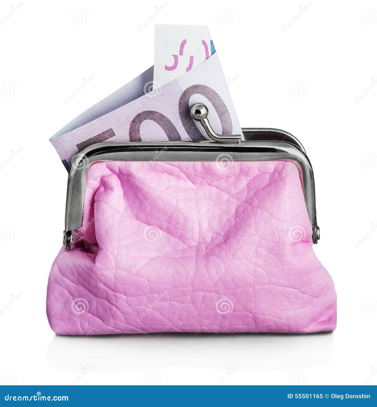 Purse Euro Banknote Isolated on White Stock Image - Image of fashion ...