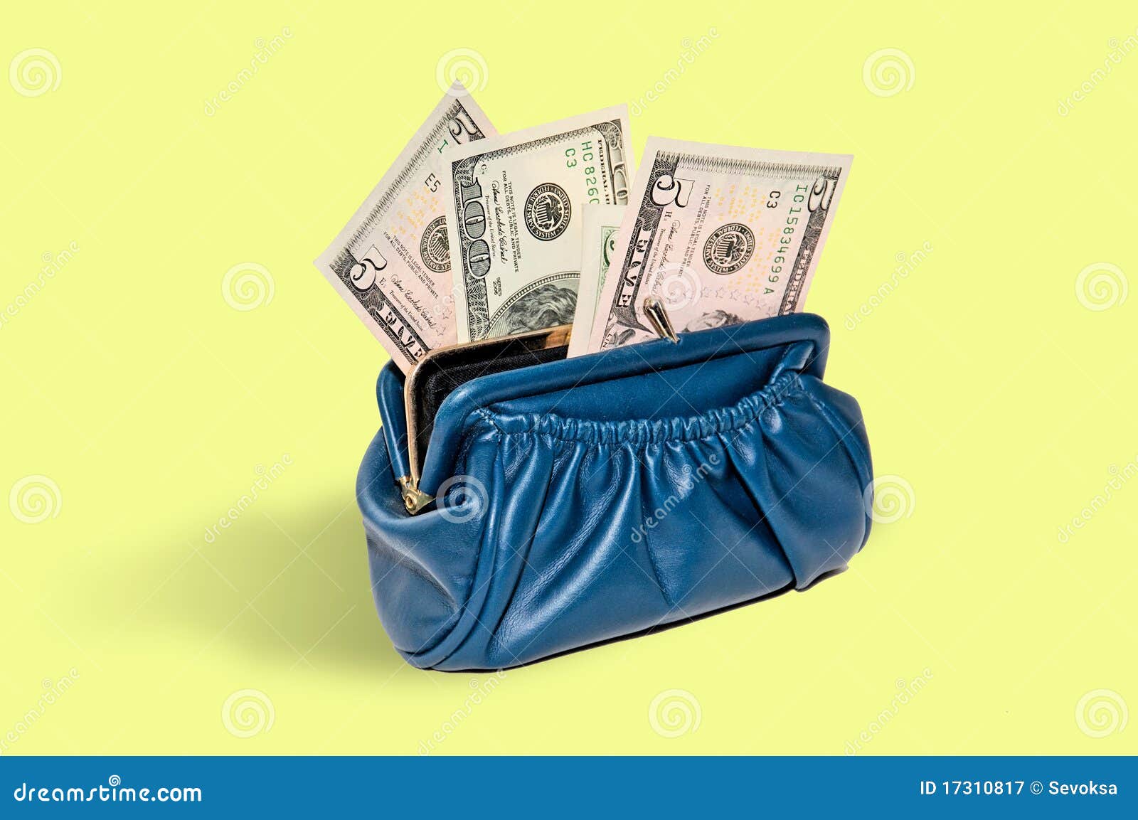 Purse with money, dollars stock image. Image of credit - 17310817