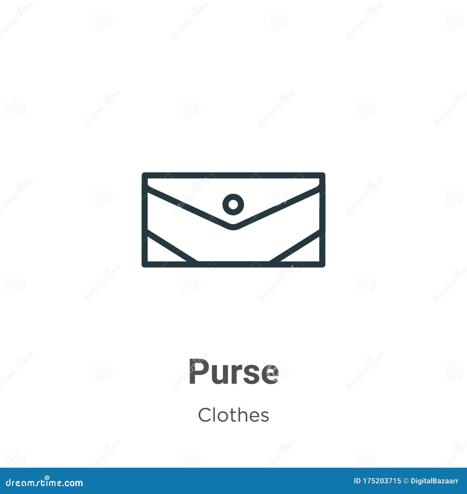 Purse Outline Vector Icon. Thin Line Black Purse Icon, Flat Vector ...