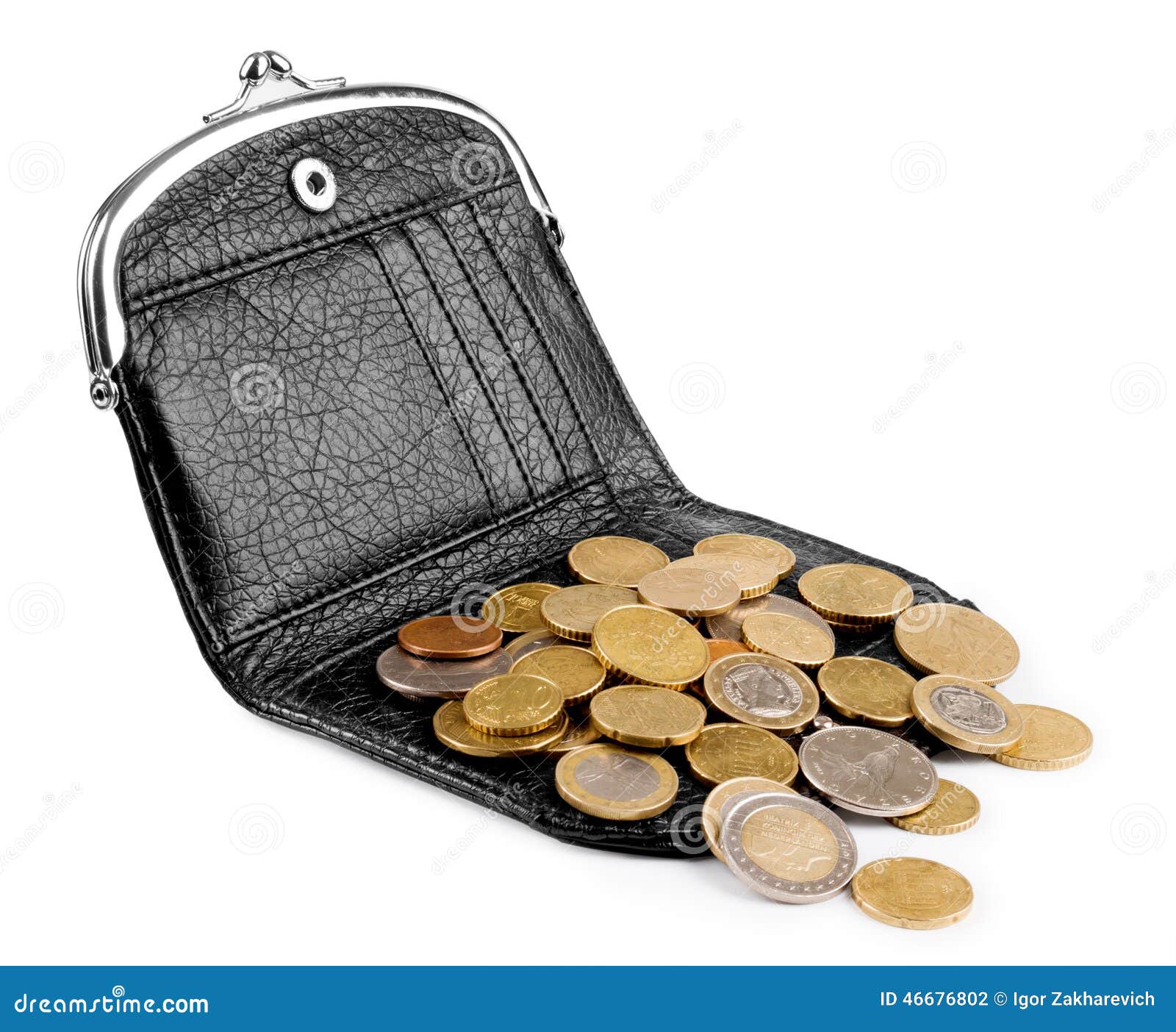 Purses and coins. stock photo. Image of holding, european - 46676802