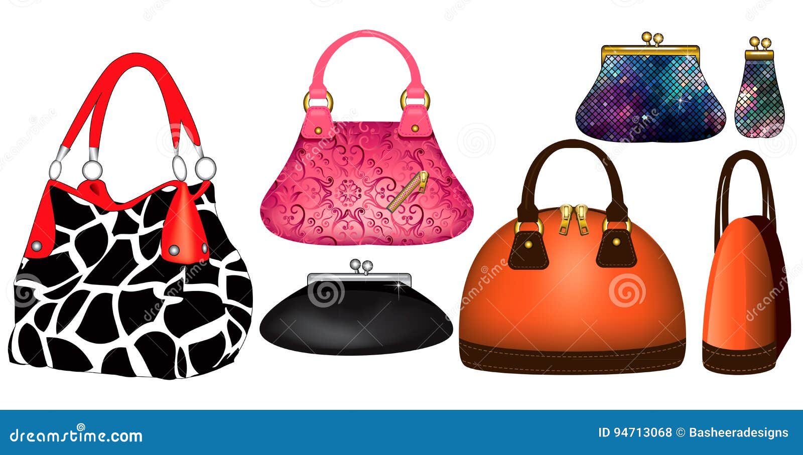 Purses stock vector. Illustration of orange, sequin, black - 94713068