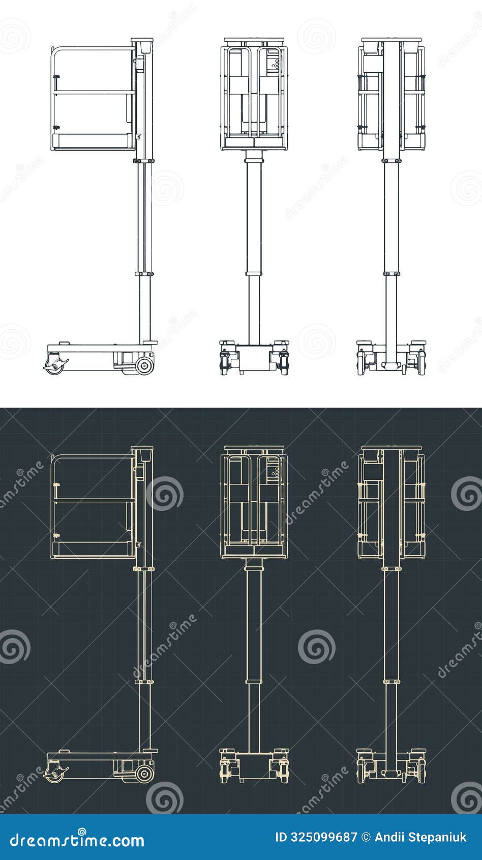 Push Around Mast Lift Technical Drawings Illustrations Stock ...