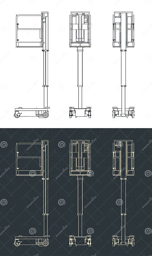 Push Around Mast Lift Technical Drawings Illustrations Stock ...