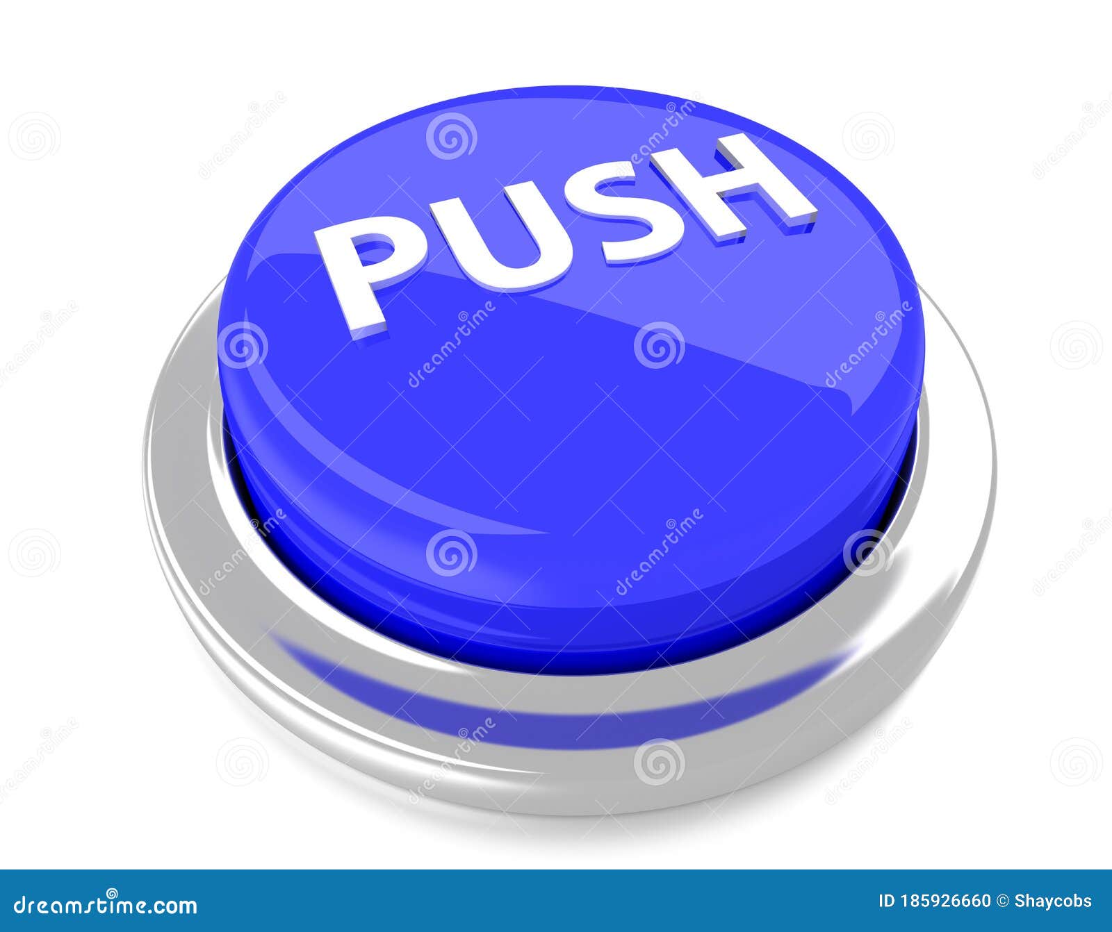 PUSH on Blue Push Button. 3d Illustration Stock Illustration ...
