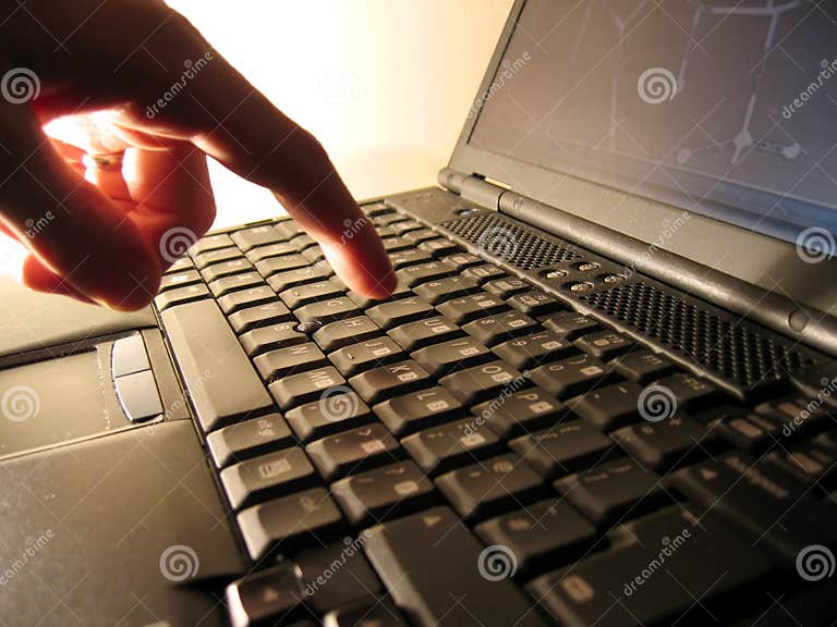 Push the Button stock photo. Image of laptop, press, hand - 433888