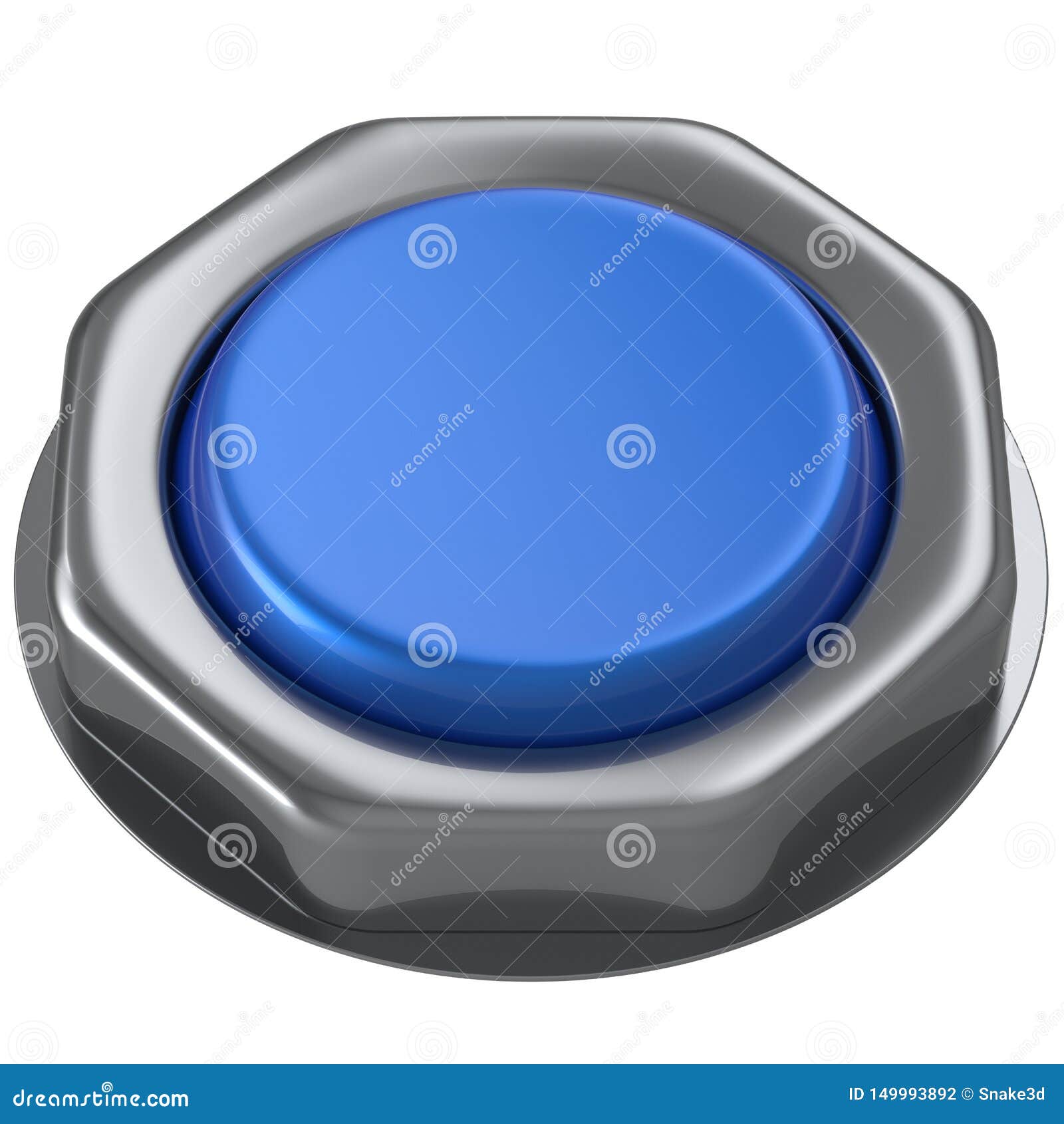 Push Button Blue Down Activate Power Switch Start Turn on Stock ...