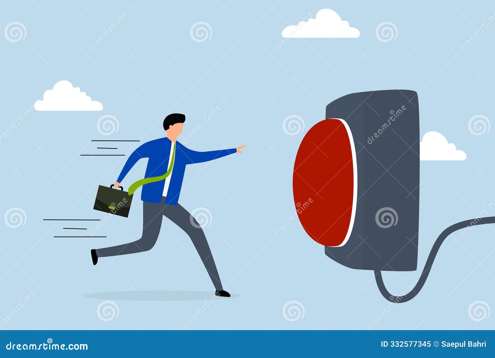 Push Button Call for Emergency Help, Cautious Businessman Rushing To ...