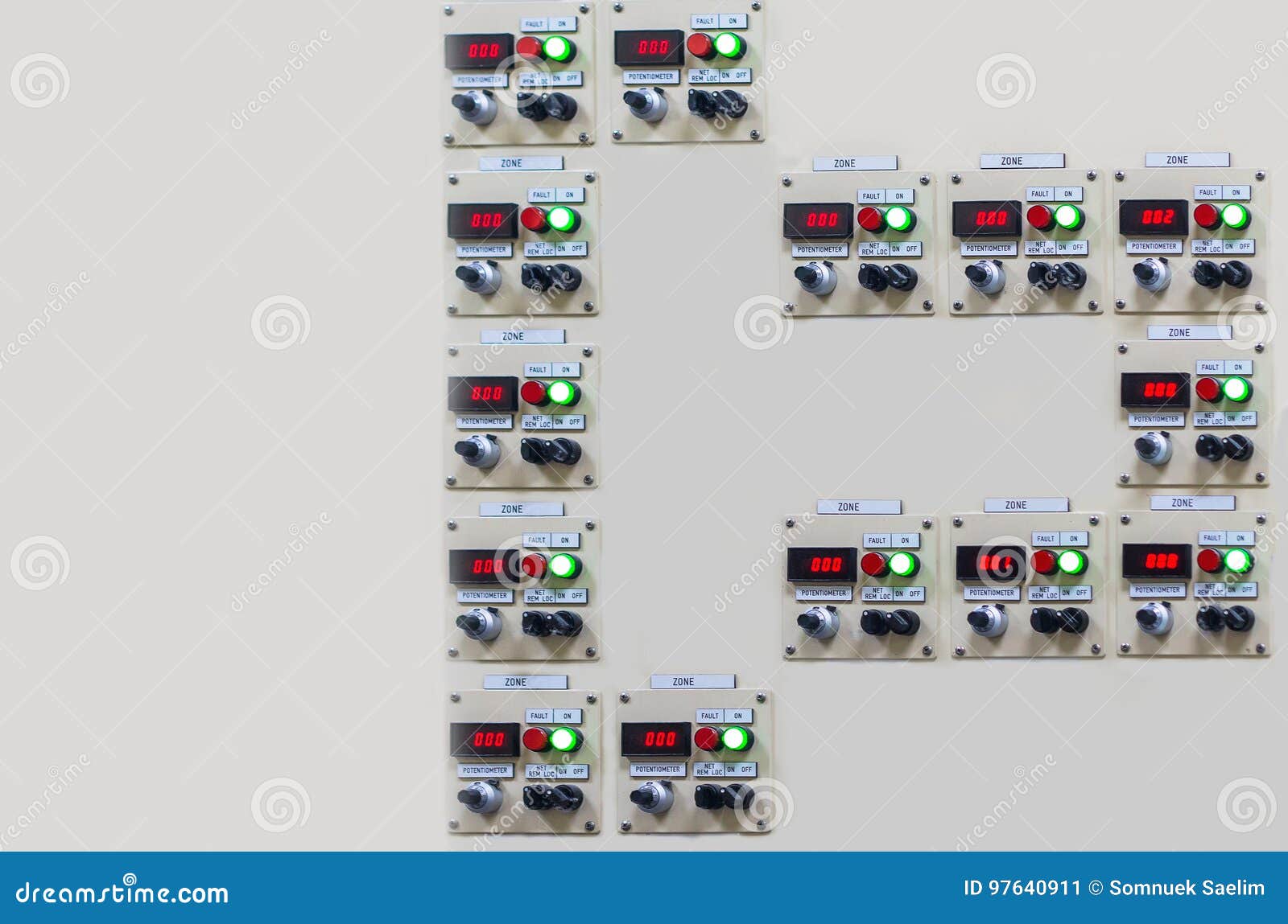 Push Button and Display on Control Panel with Electric Light Devices ...