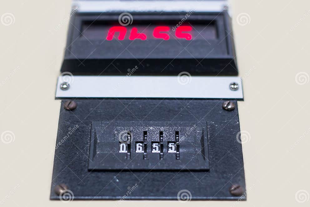 Push Button and Display on Control Panel with Electric Light Devices ...