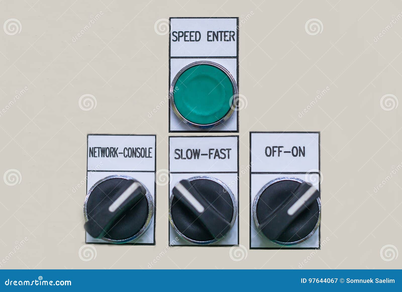 Push Button and Display on Control Panel with Electric Light Devices ...
