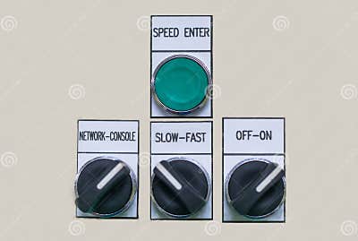 Push Button and Display on Control Panel with Electric Light Devices ...