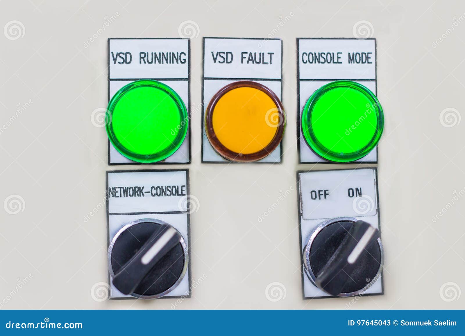 Push Button and Display on Control Panel with Electric Light Devices ...