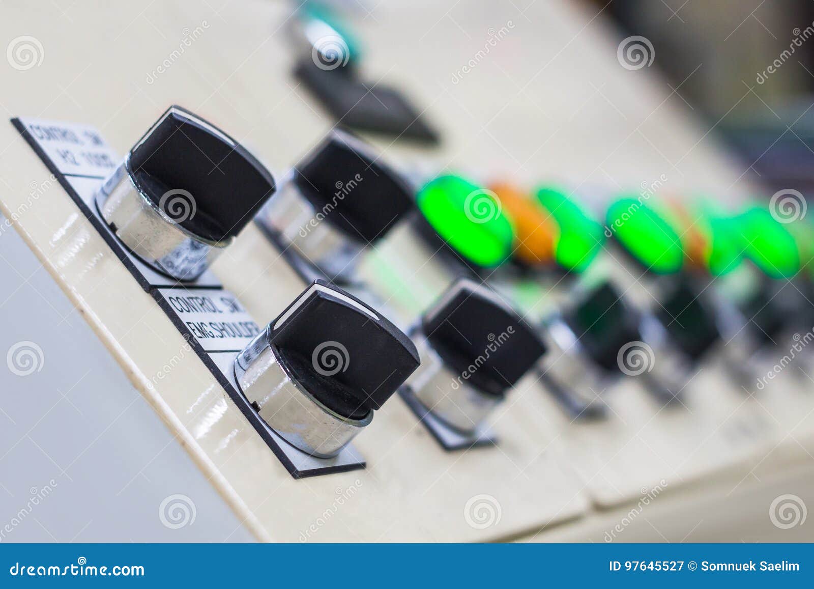 Push Button and Display on Control Panel with Electric Light Devices ...