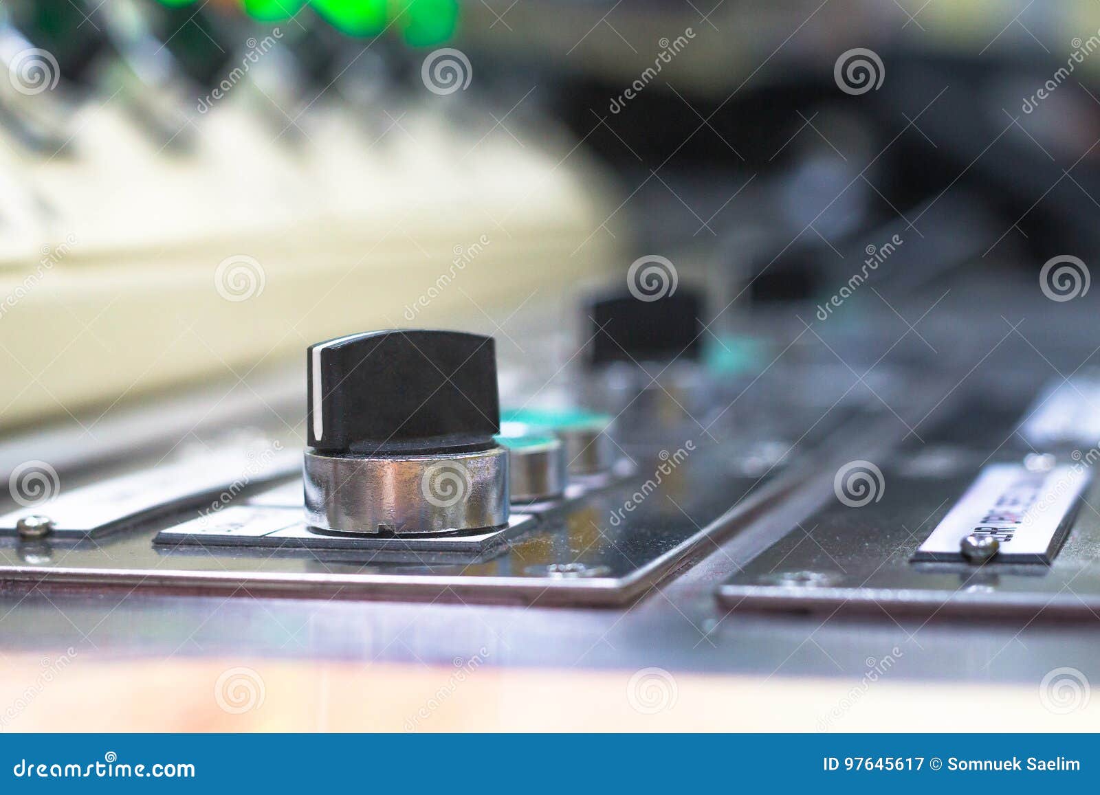 Push Button and Display on Control Panel with Electric Light Devices ...