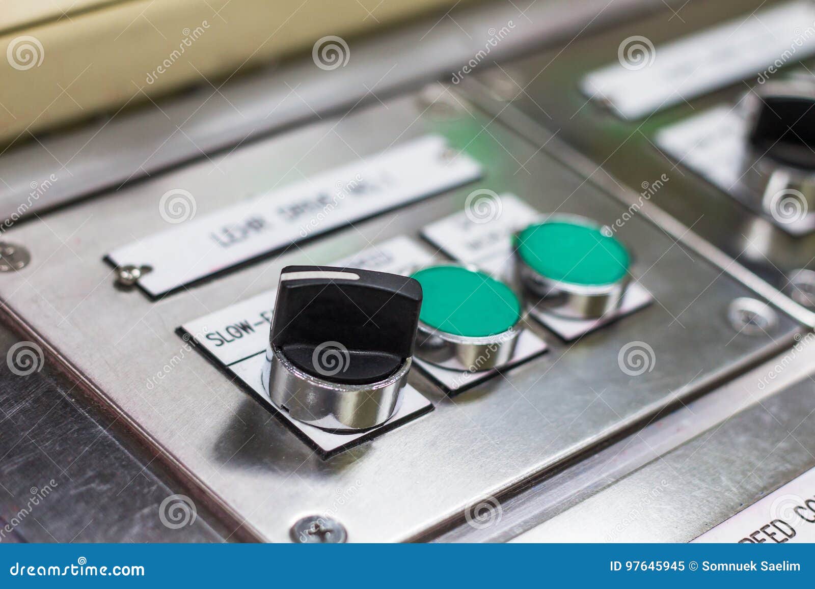 Push Button and Display on Control Panel with Electric Light Devices ...