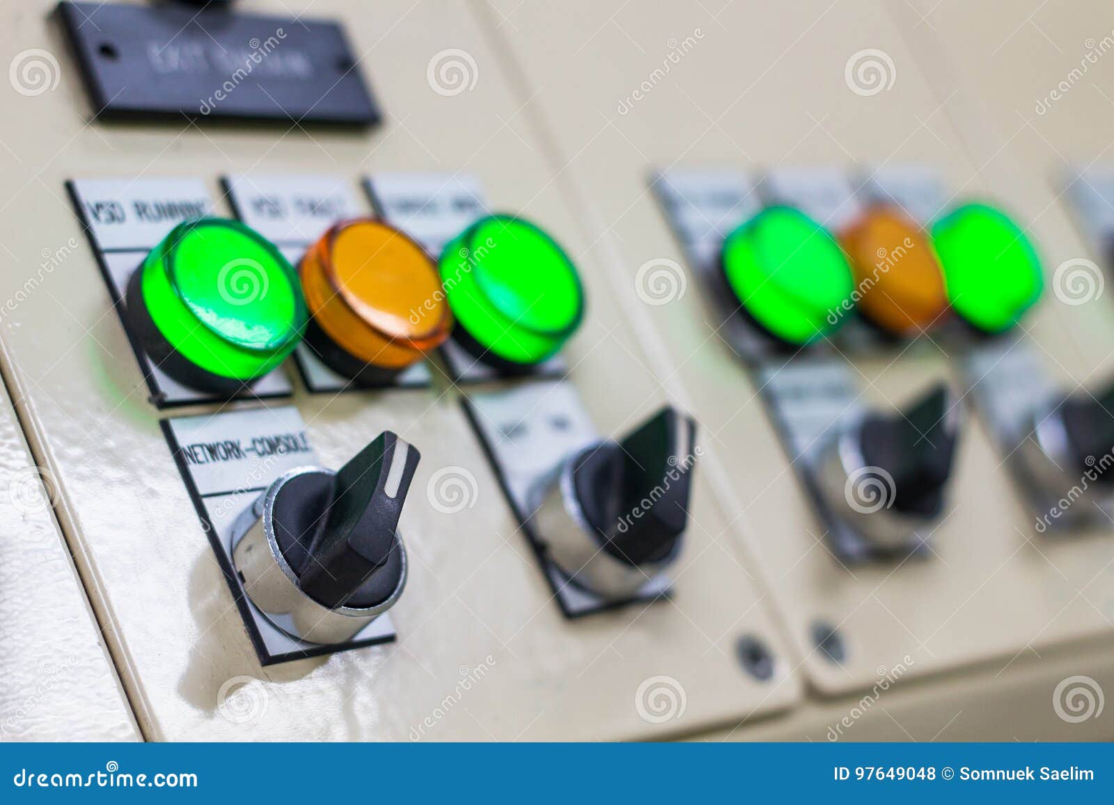 Push Button and Display on Control Panel with Electric Light Devices ...