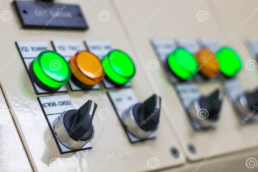 Push Button and Display on Control Panel with Electric Light Devices ...