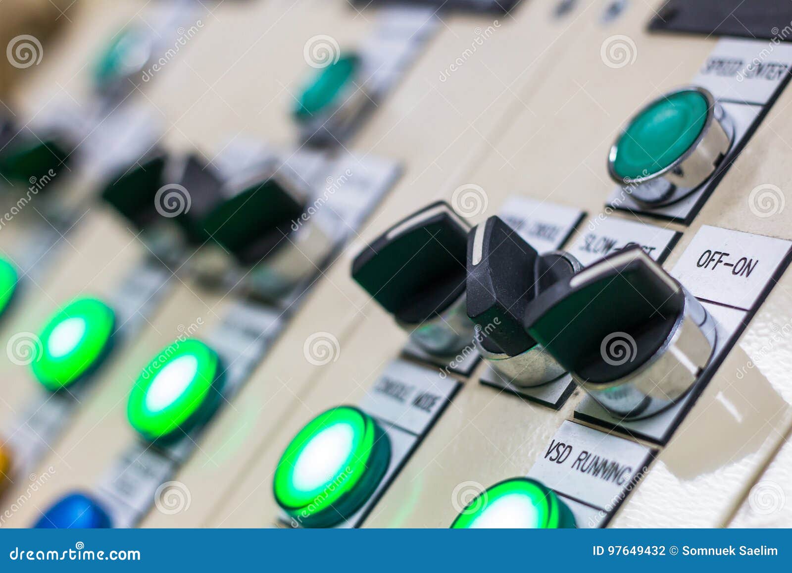 Push Button and Display on Control Panel with Electric Light Devices ...