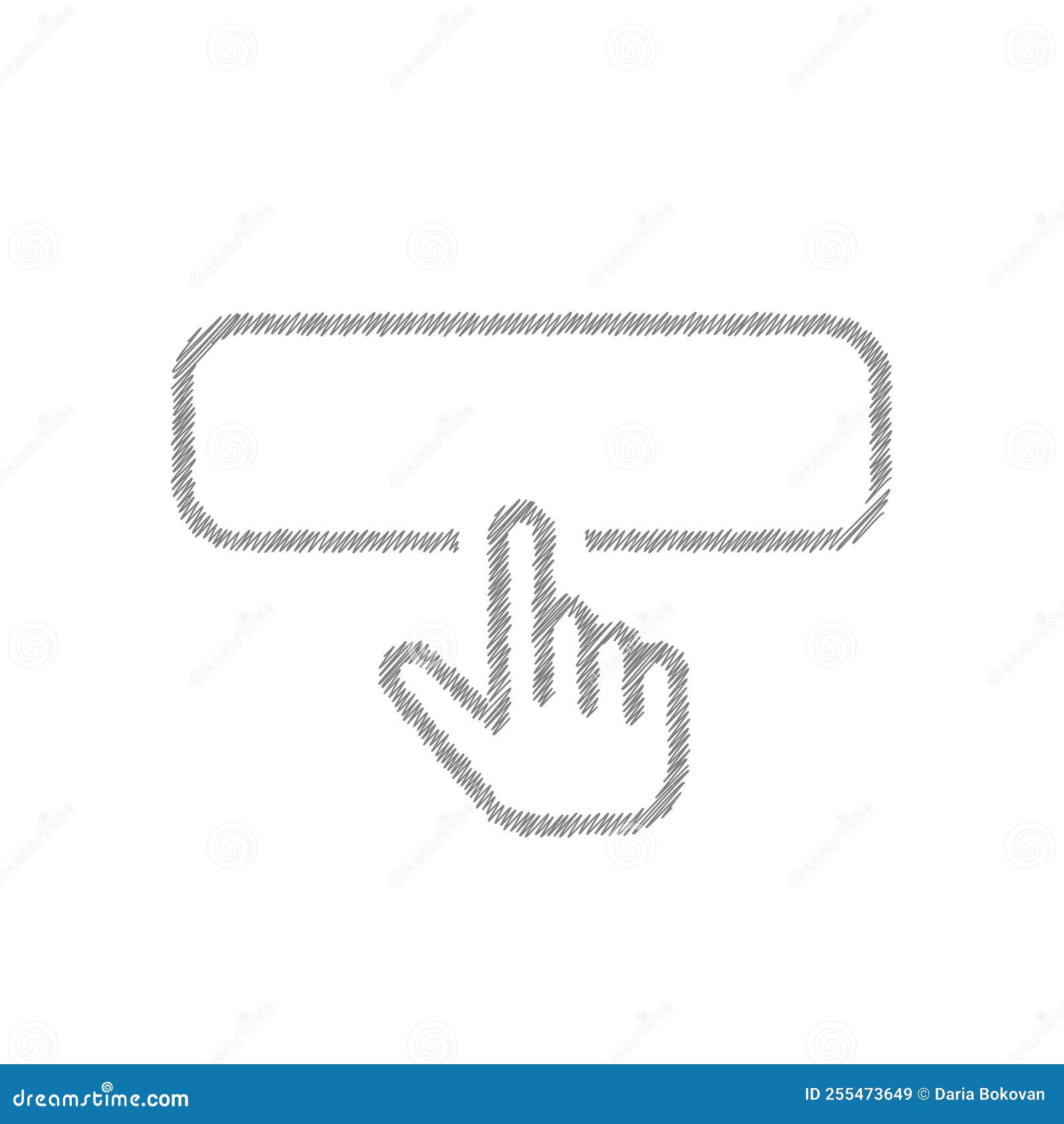Push Button Grey Sketch Vector Icon. Cursor Pointer Symbol, Logo ...