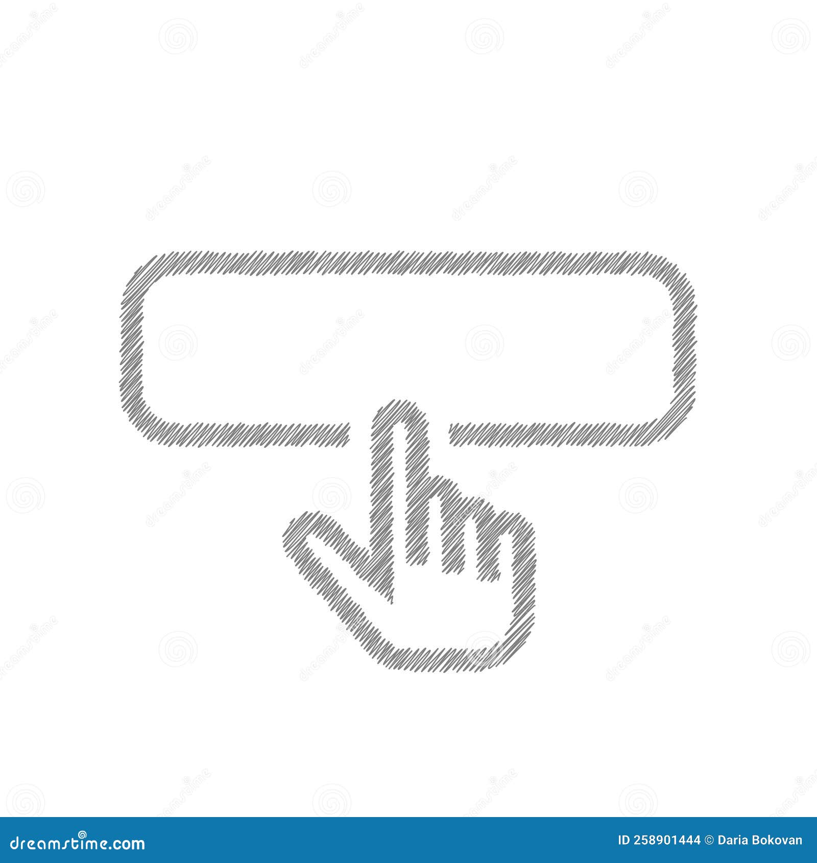 Push Button Grey Sketch Vector Icon. Cursor Pointer Symbol, Logo ...