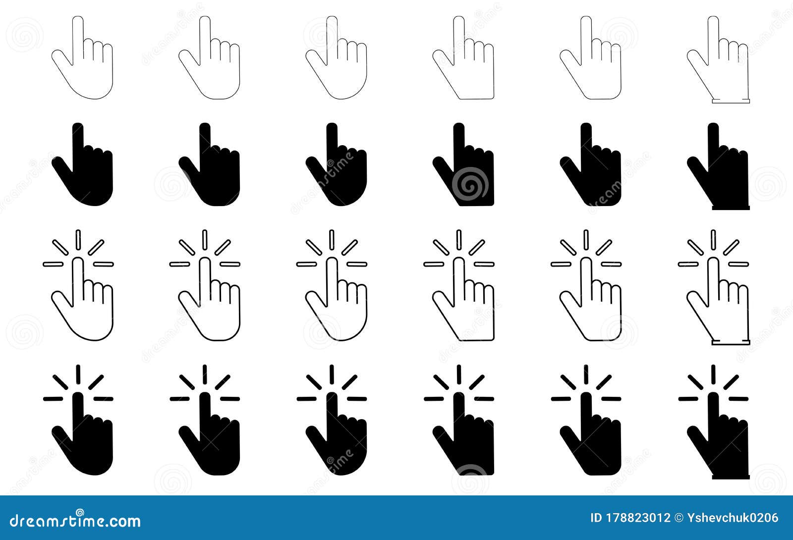 Push Button. Hand Icon on White Background. Cursor of Computer Mouse ... Push Button. Hand Icon on White Background. Cursor of Computer Mouse ...