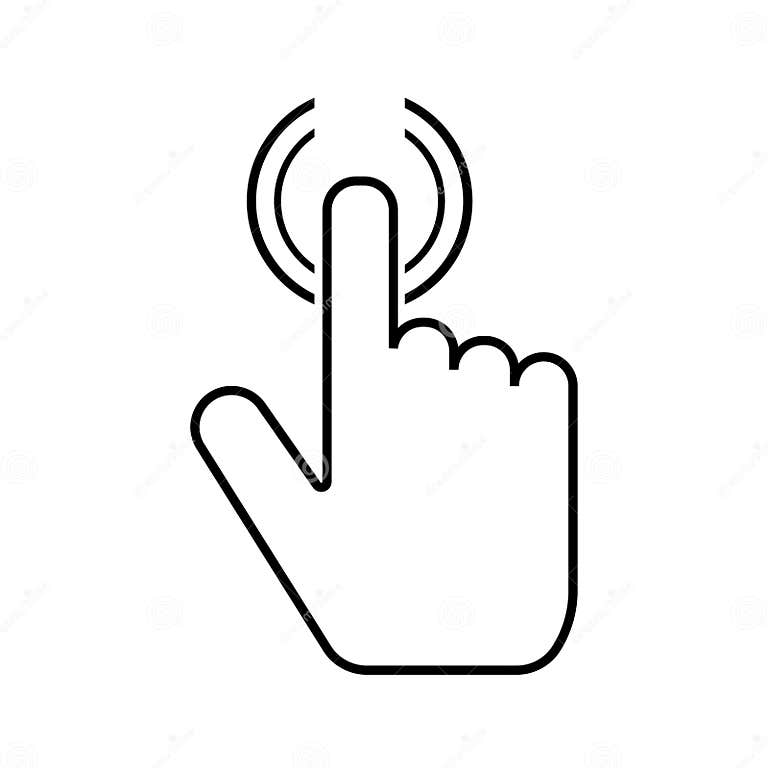 Push Button. Hand Icon on White Background. Cursor of Computer Mouse. Vector Illustration Stock ...