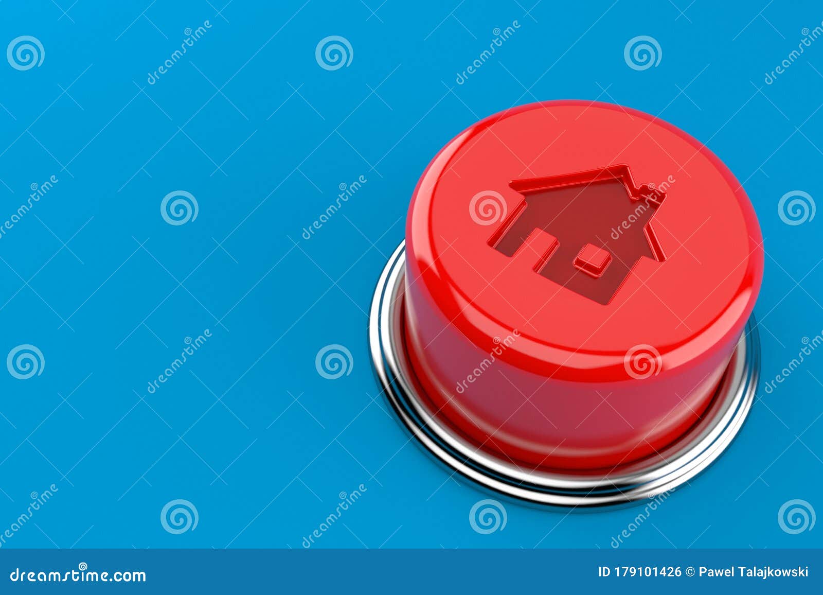 Push Button with House Icon Concept Stock Illustration - Illustration ...
