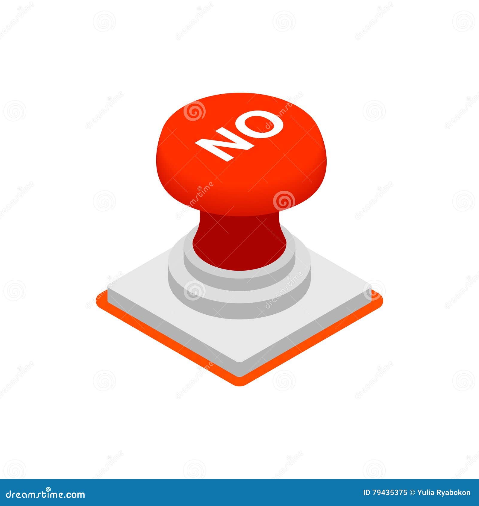 Push Button NO Icon, Isometric 3d Style Stock Vector - Illustration of ...