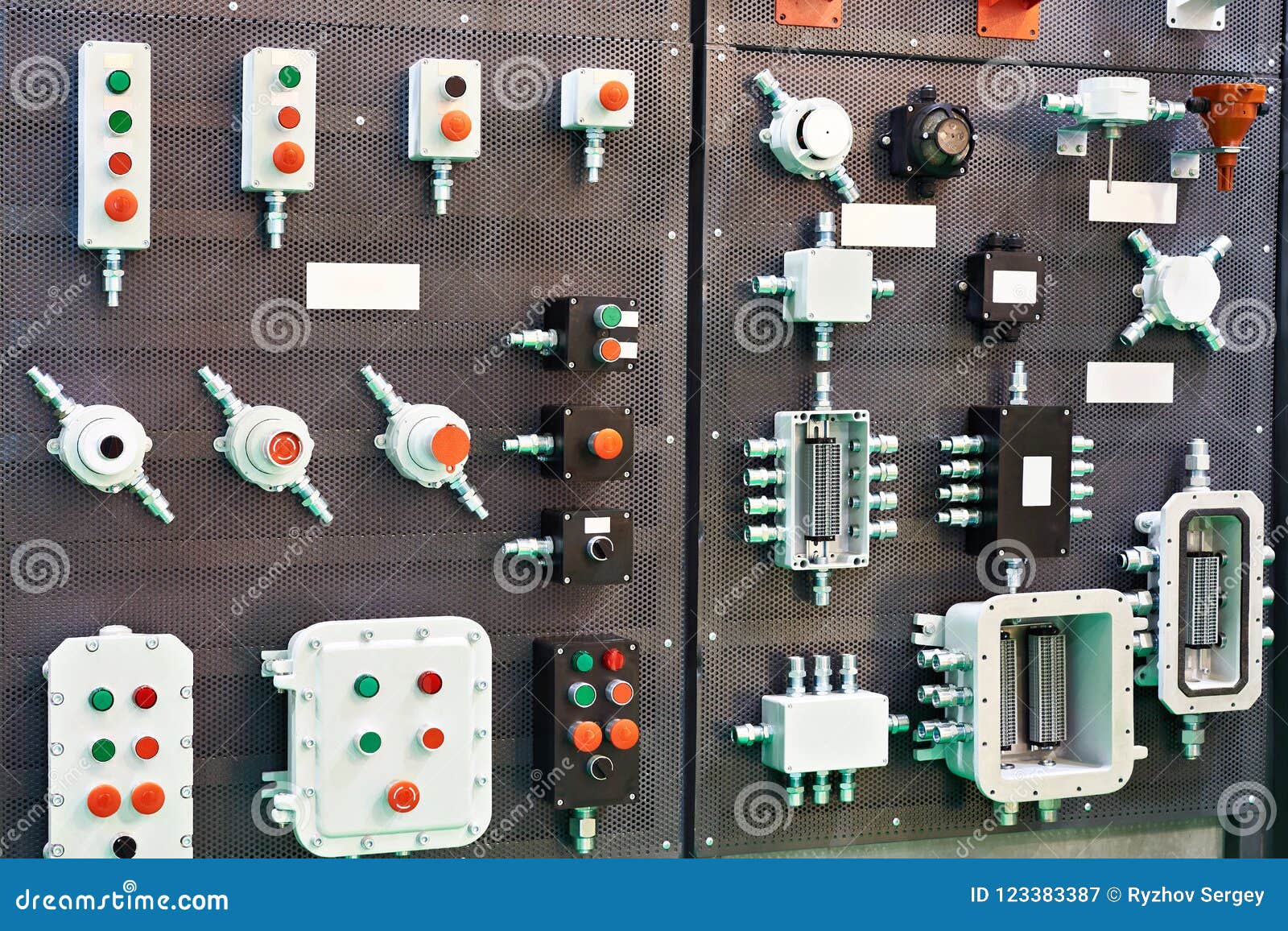 Push Button Panels and Commutation Boxes Stock Image - Image of service ...