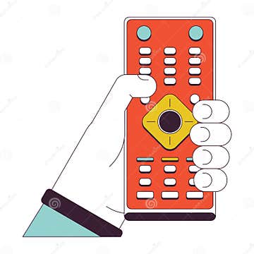 Push Button Remote Control Linear Cartoon Character Hand Illustration ...