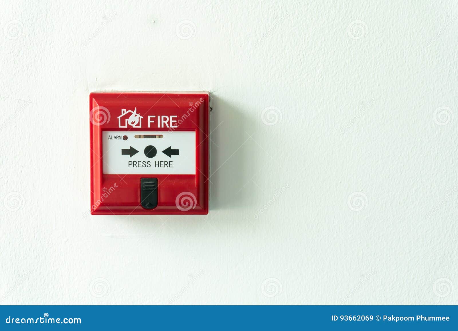 Push Button Switch Fire Alarm Box on Cement Wall for Warning and ...