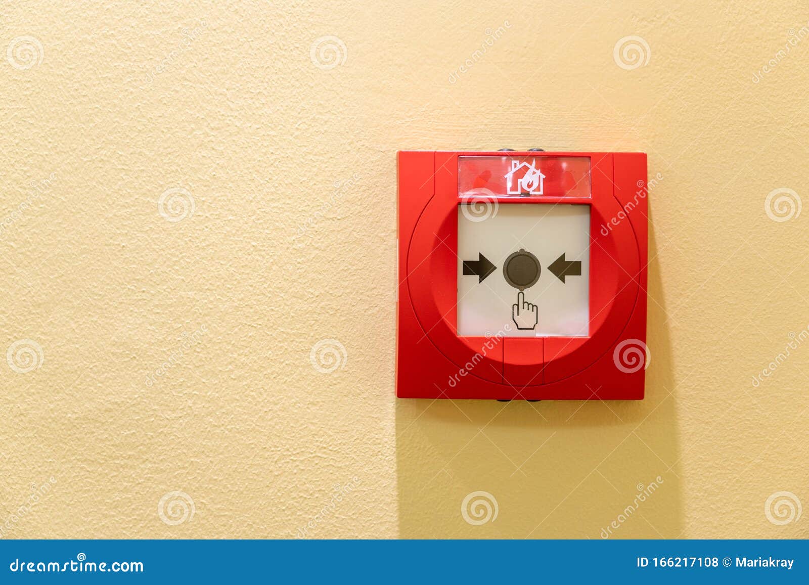 Push Button Switch Fire Alarm Box on Wall for Warning and Security ...