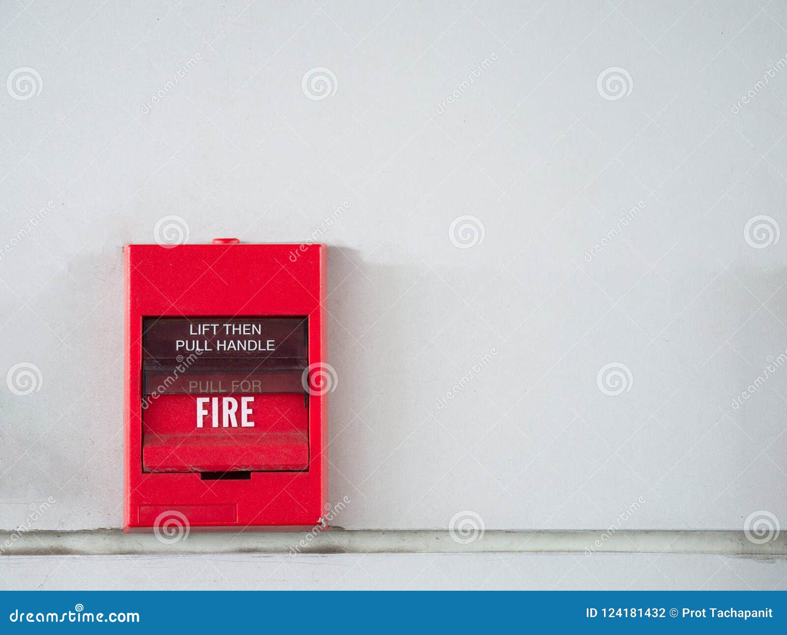Push Button Switch, Fire Alarm on Grey Wall for Alarm and Security ...
