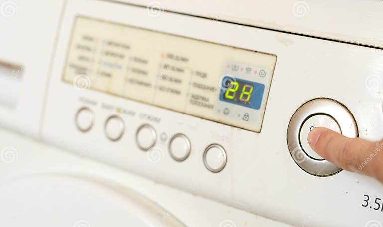 Push Button Switch on Washing Machine. Stock Image - Image of ...
